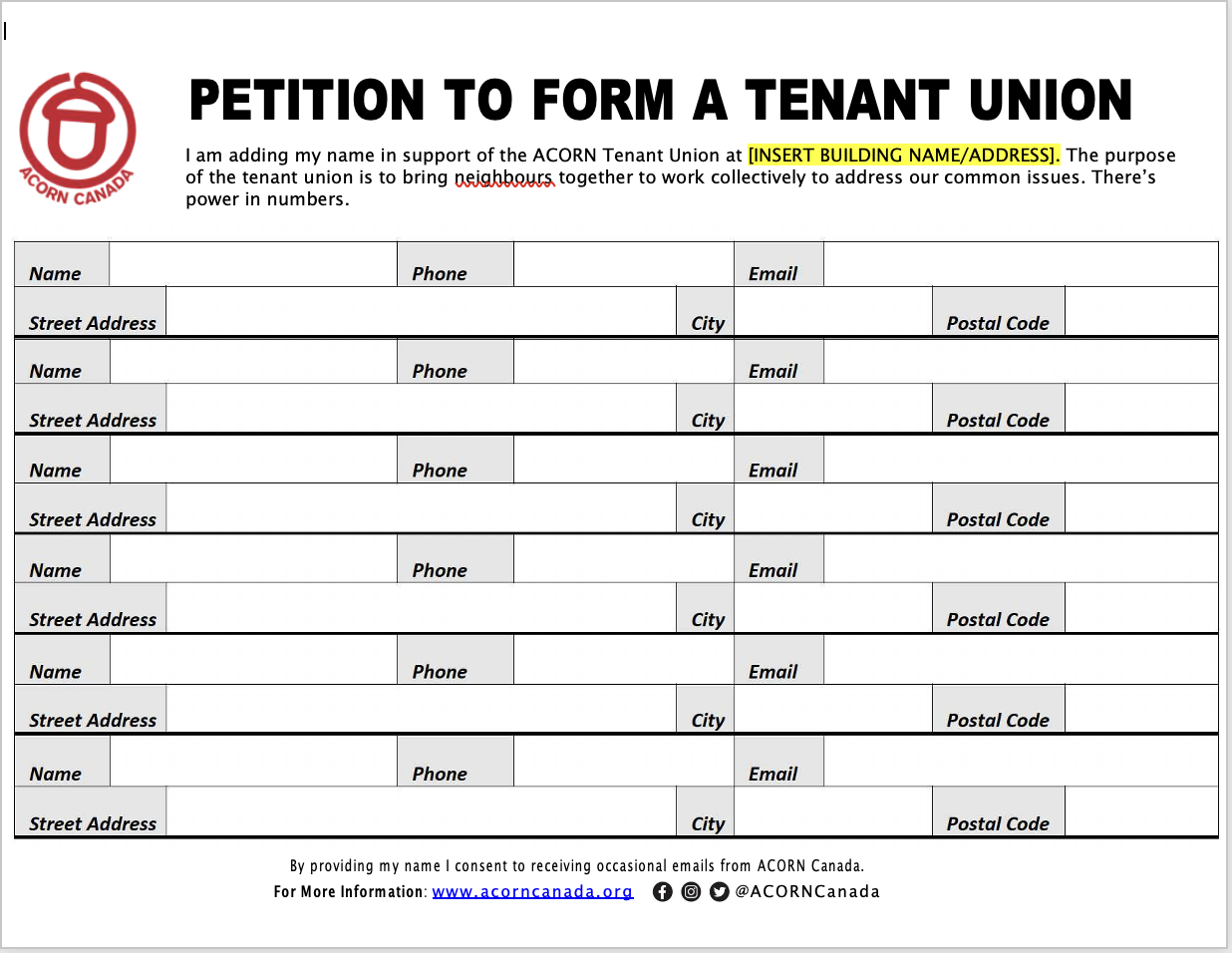 Template - Petition for Forming a Tenant Union in Your Building - Get ...