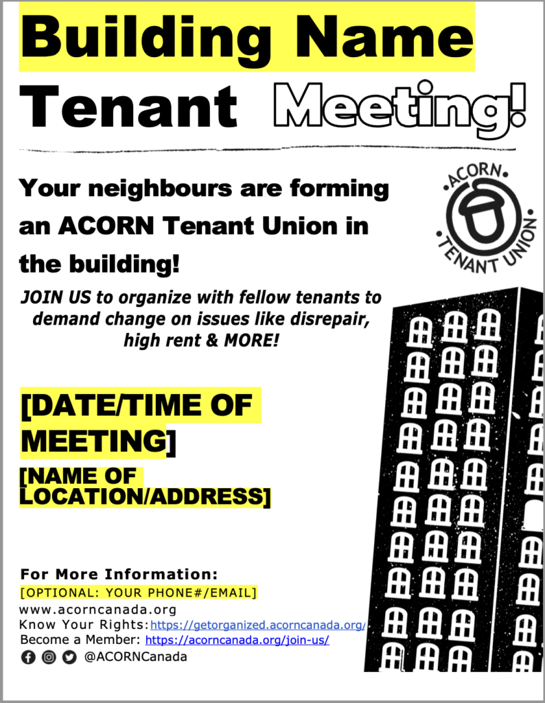 Template - Tenant Union Building Meeting Flyer - Get Organized ACORN